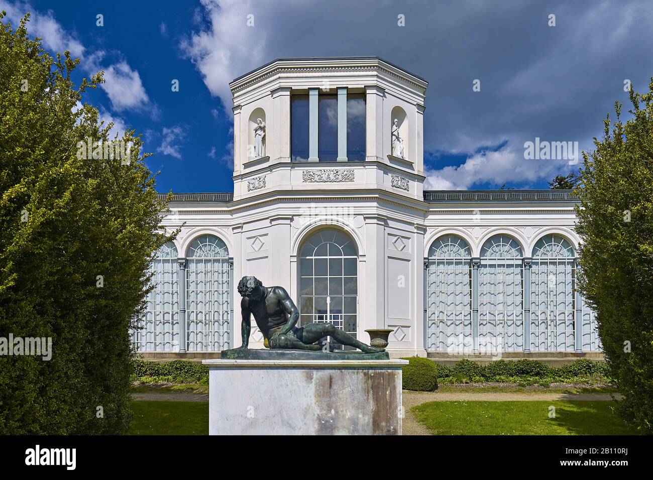 Dying Gaul in front of the orangery in the castle park, Putbus, Rügen ...