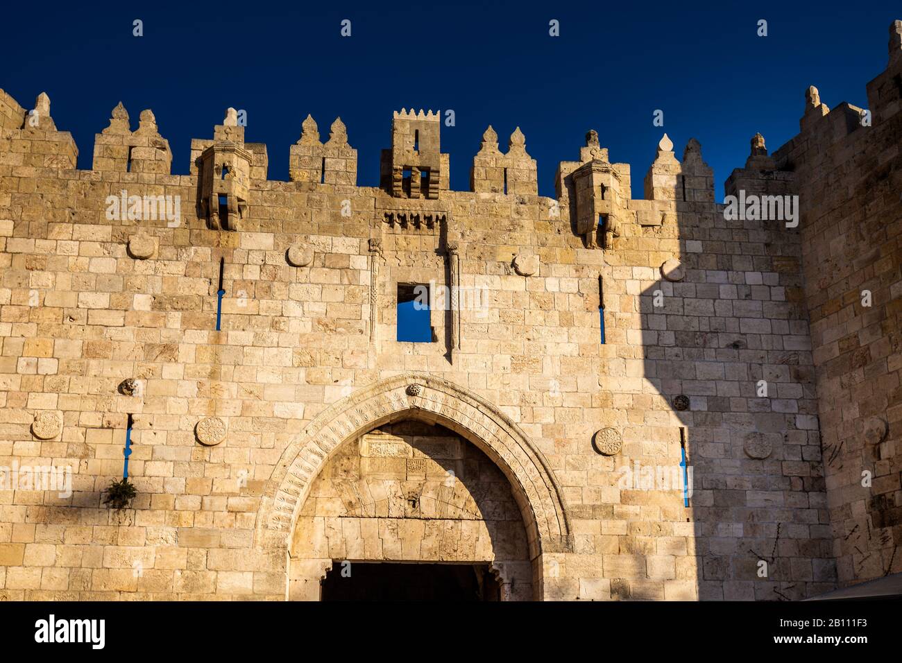 Damascus Gate at the old city of Jerusalem. They were built in 16th ...