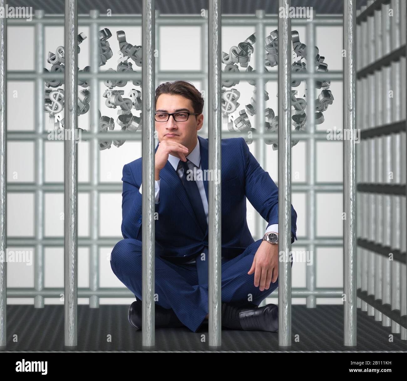 The man trapped in prison with dollars Stock Photo - Alamy