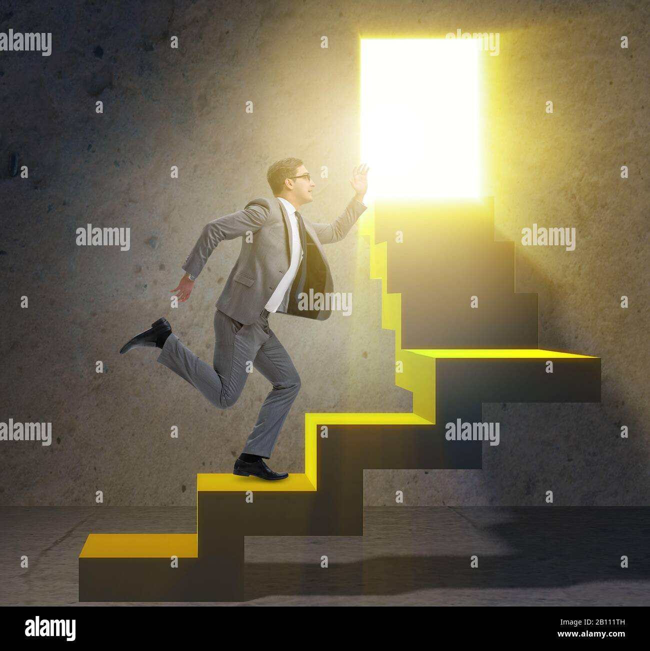 The young businessman climbing career ladder Stock Photo - Alamy