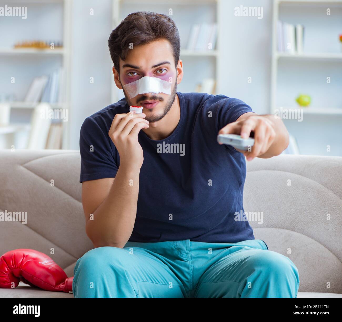 Young man defeated in sports game suffered loss with broken bleeding ...