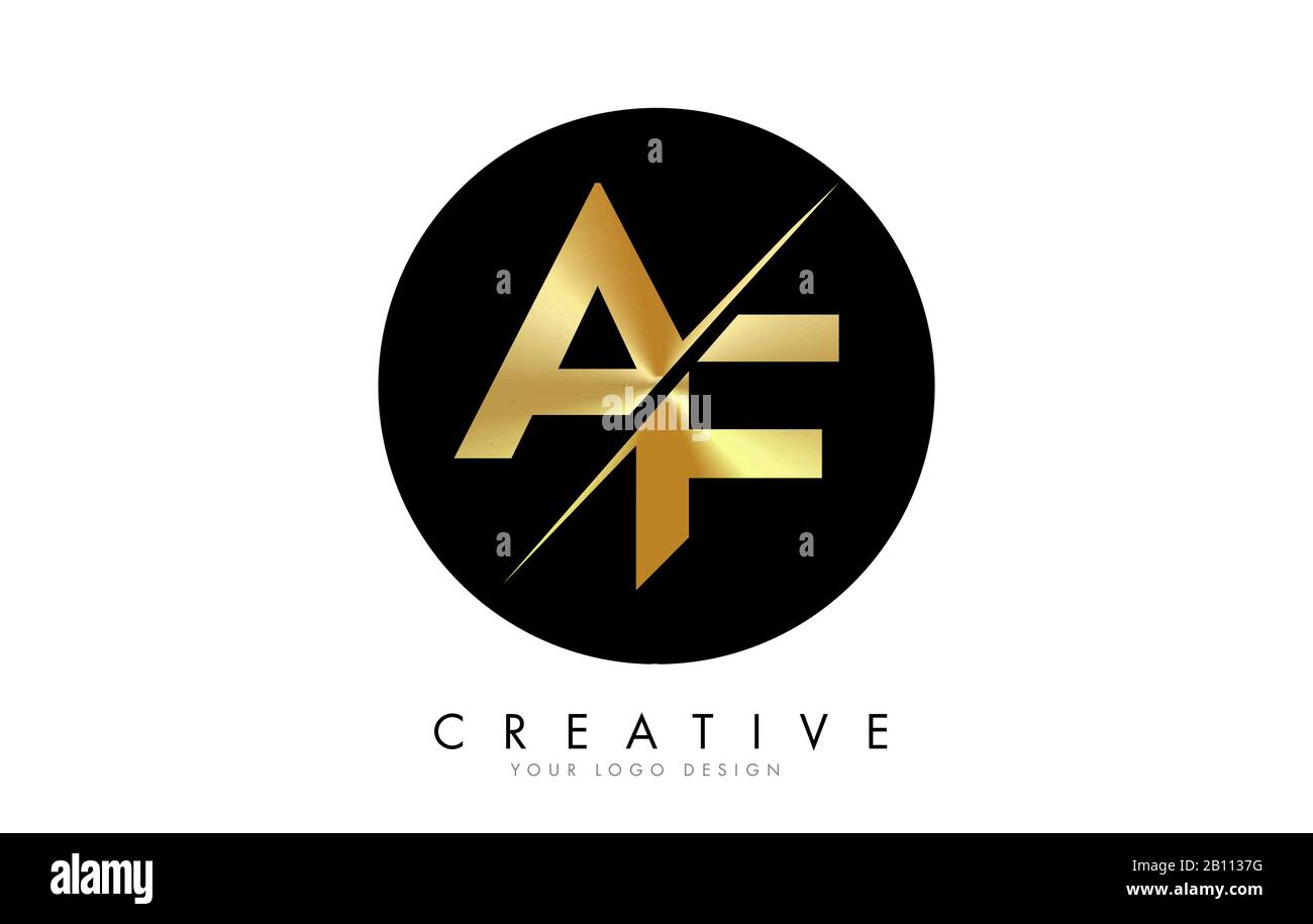 AF A F Golden Letter Logo Design with a Creative Cut. Creative logo ...