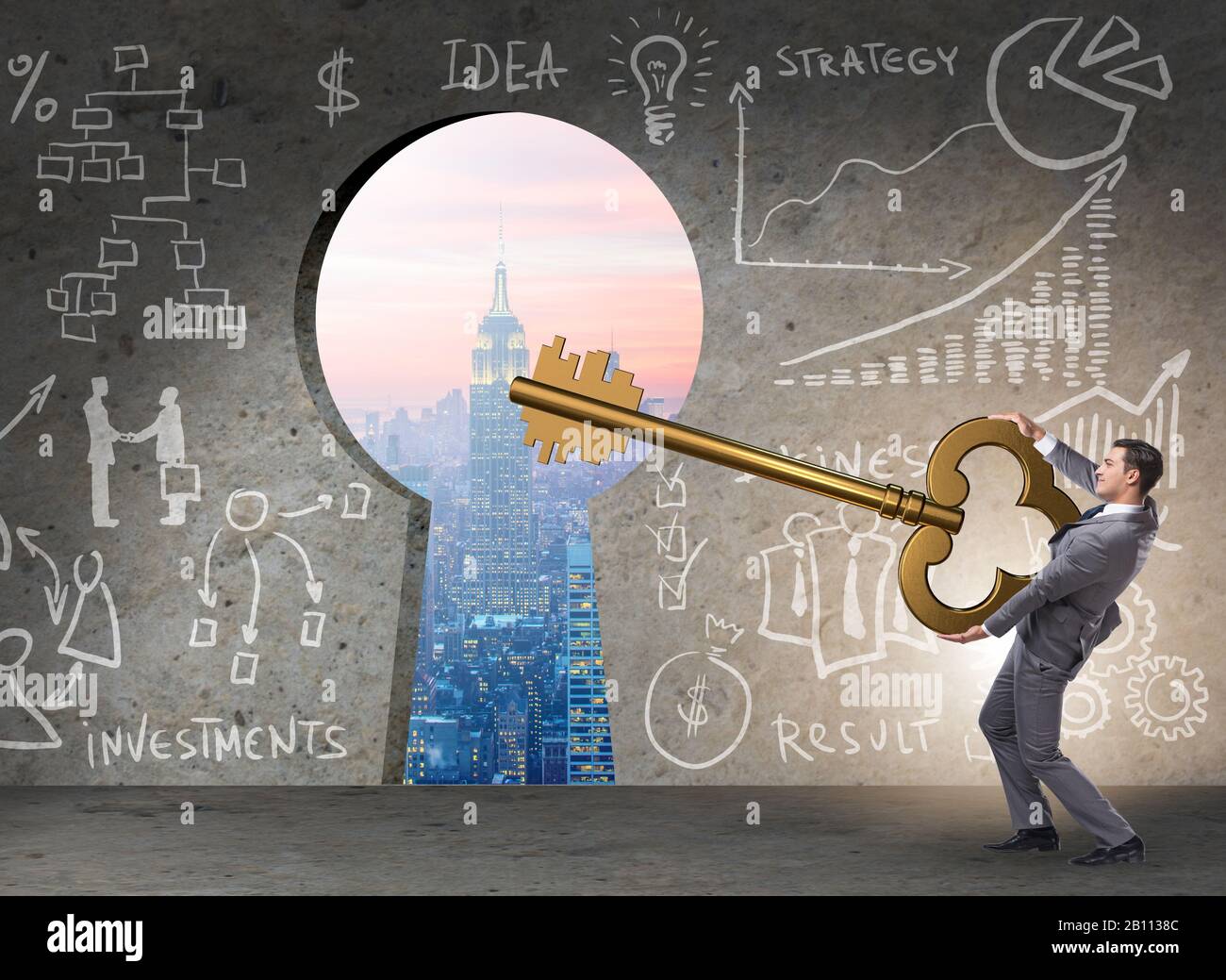 The concept with key to success illustration Stock Photo - Alamy
