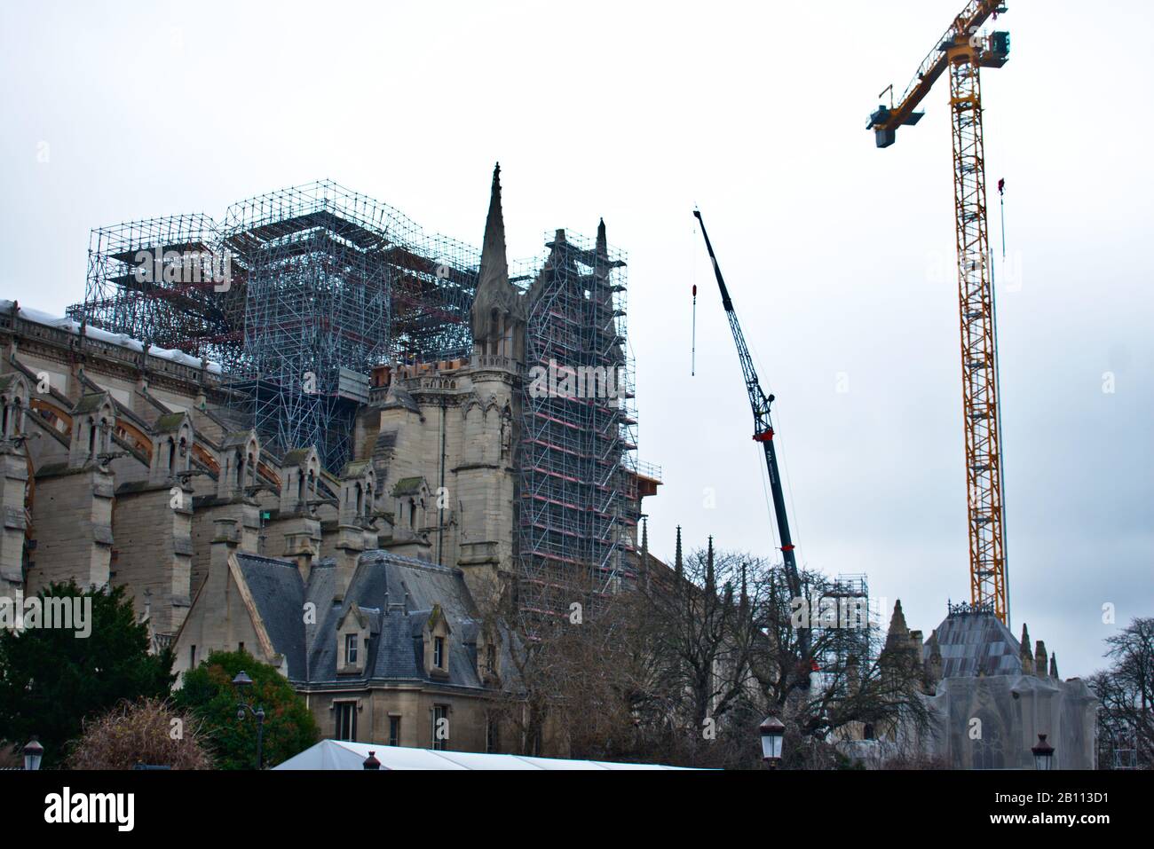 Notre Dame Cathedral in 2020 with scaffolding fire damage Paris Stock ...