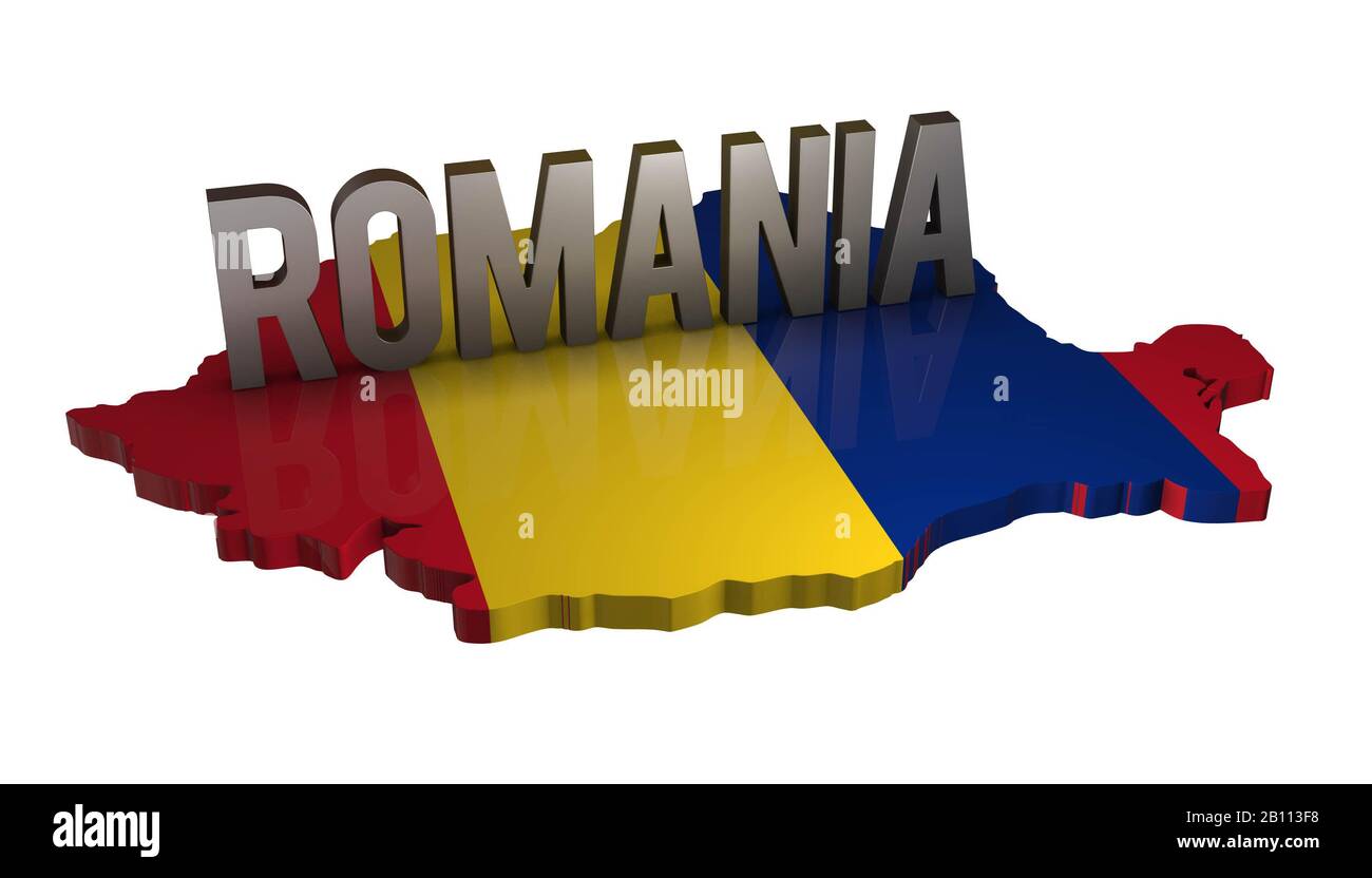 3D Romania Map With Flat Flag Stock Photo - Alamy