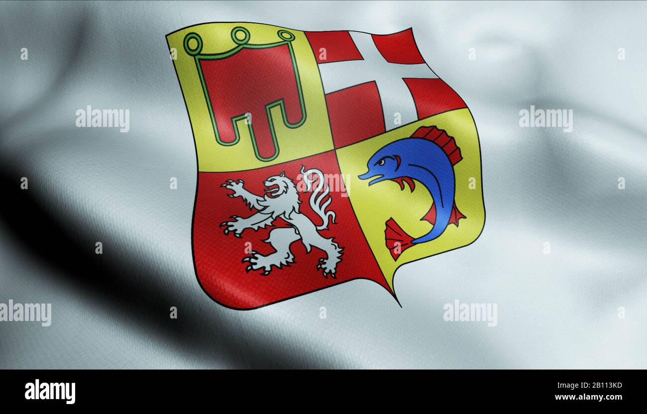 3D Waving France Region Flag of Auvergne Rhone Alpes Closeup View Stock ...