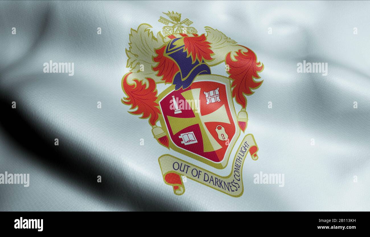 3D Waving United Kingdom City Flag of Wolverhampton Closeup View Stock ...