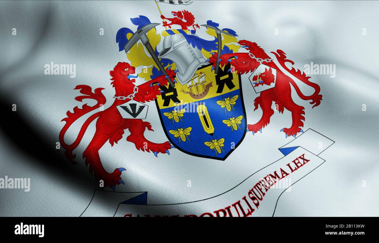 3D Waving United Kingdom City Flag of Salford Closeup View Stock Photo ...