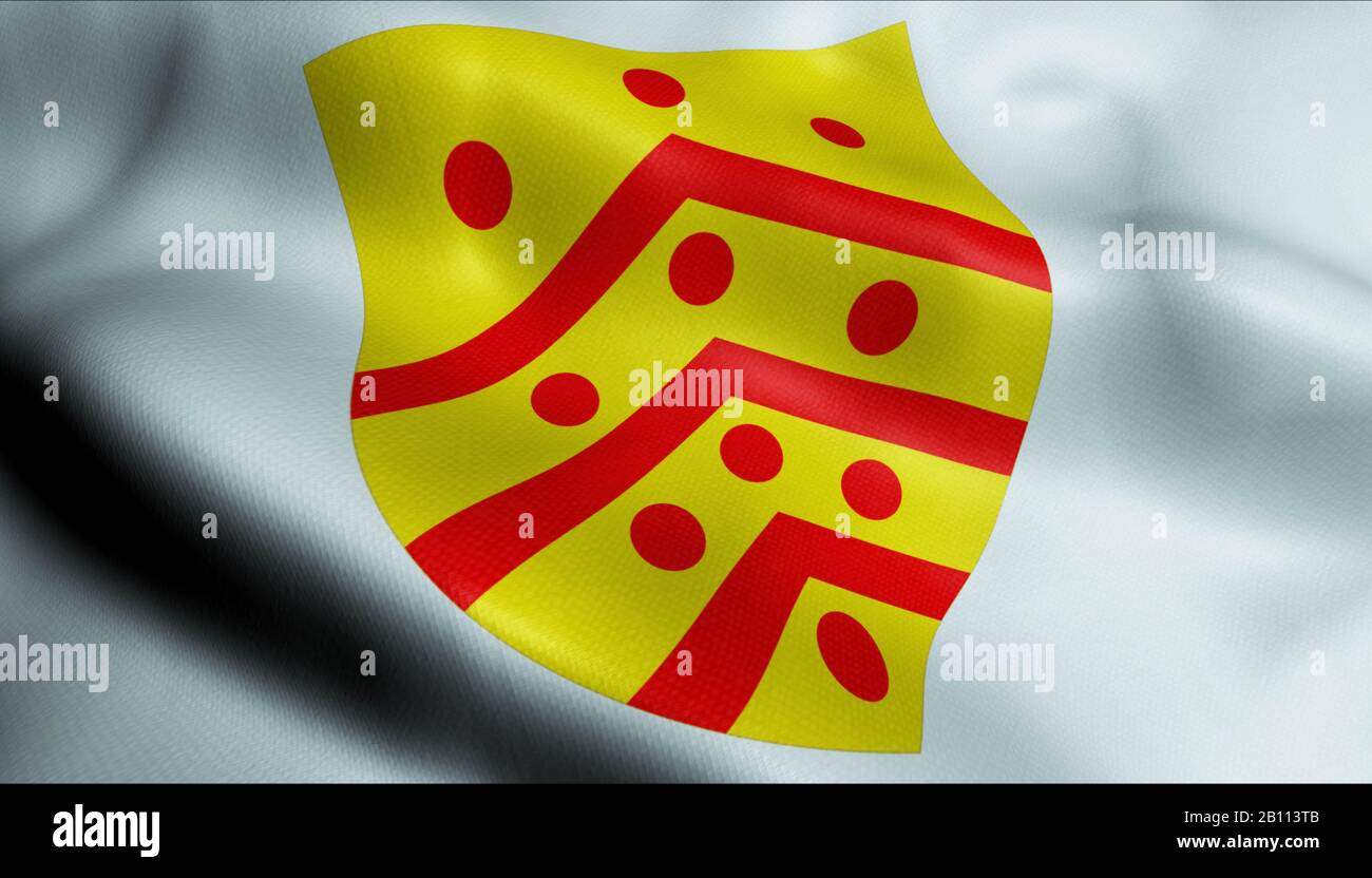 3D Waving United Kingdom City Flag of Gloucester Closeup View Stock ...