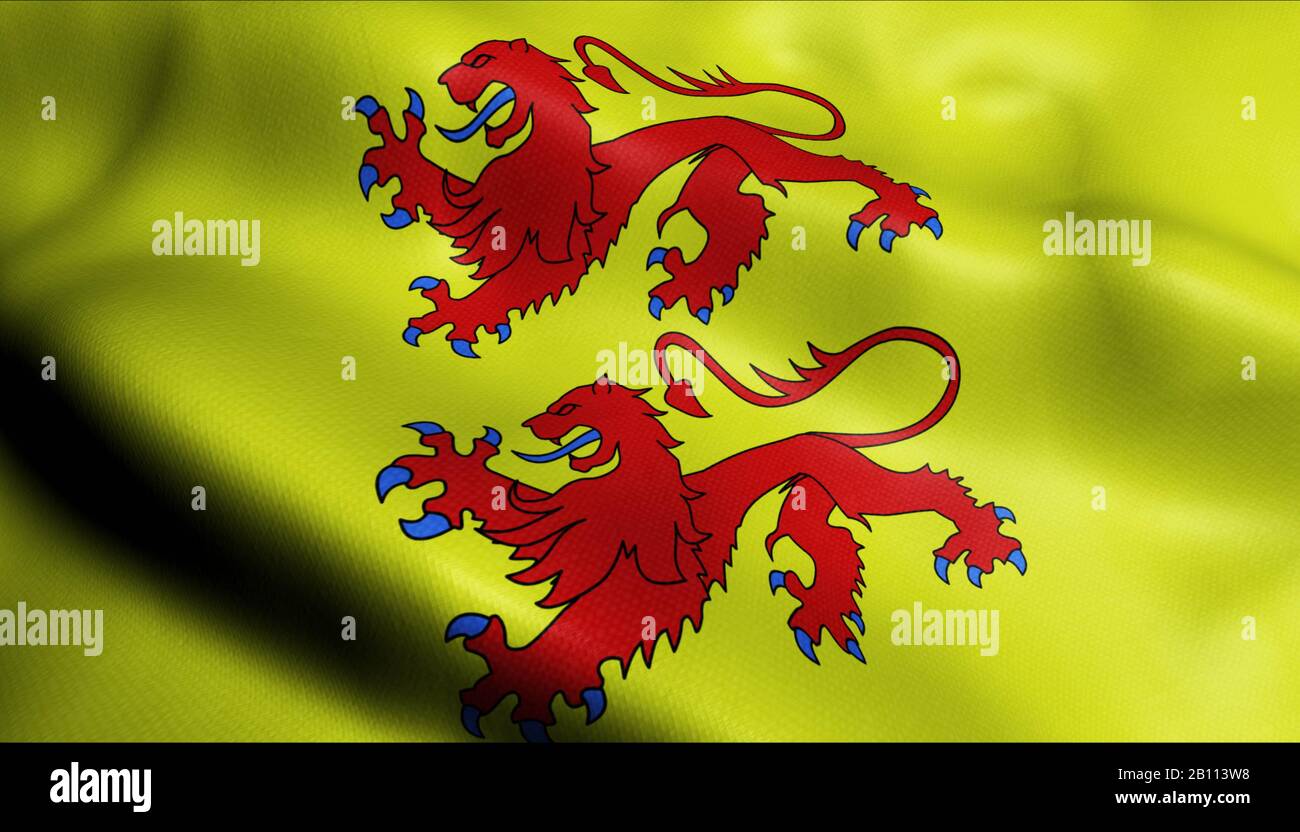 3D Waving France Department Coat of Arms Flag of Hautes Pyrenees ...