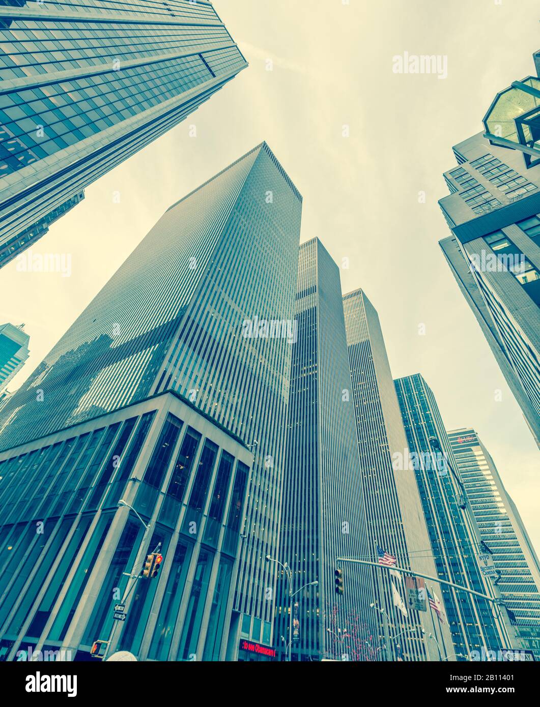 The new york skyscrapers vew from street level Stock Photo - Alamy
