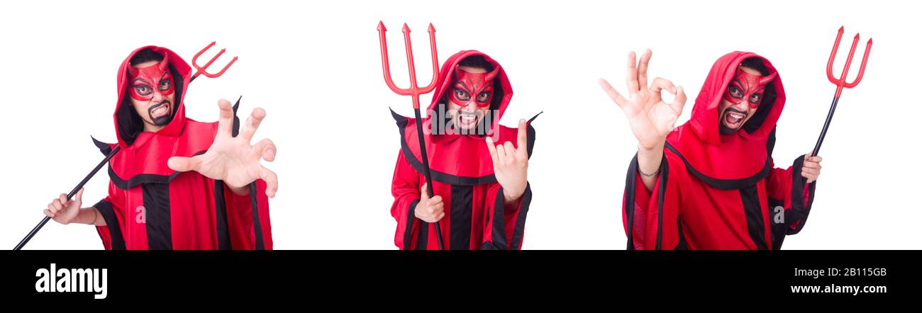 The man devil in red costume Stock Photo - Alamy