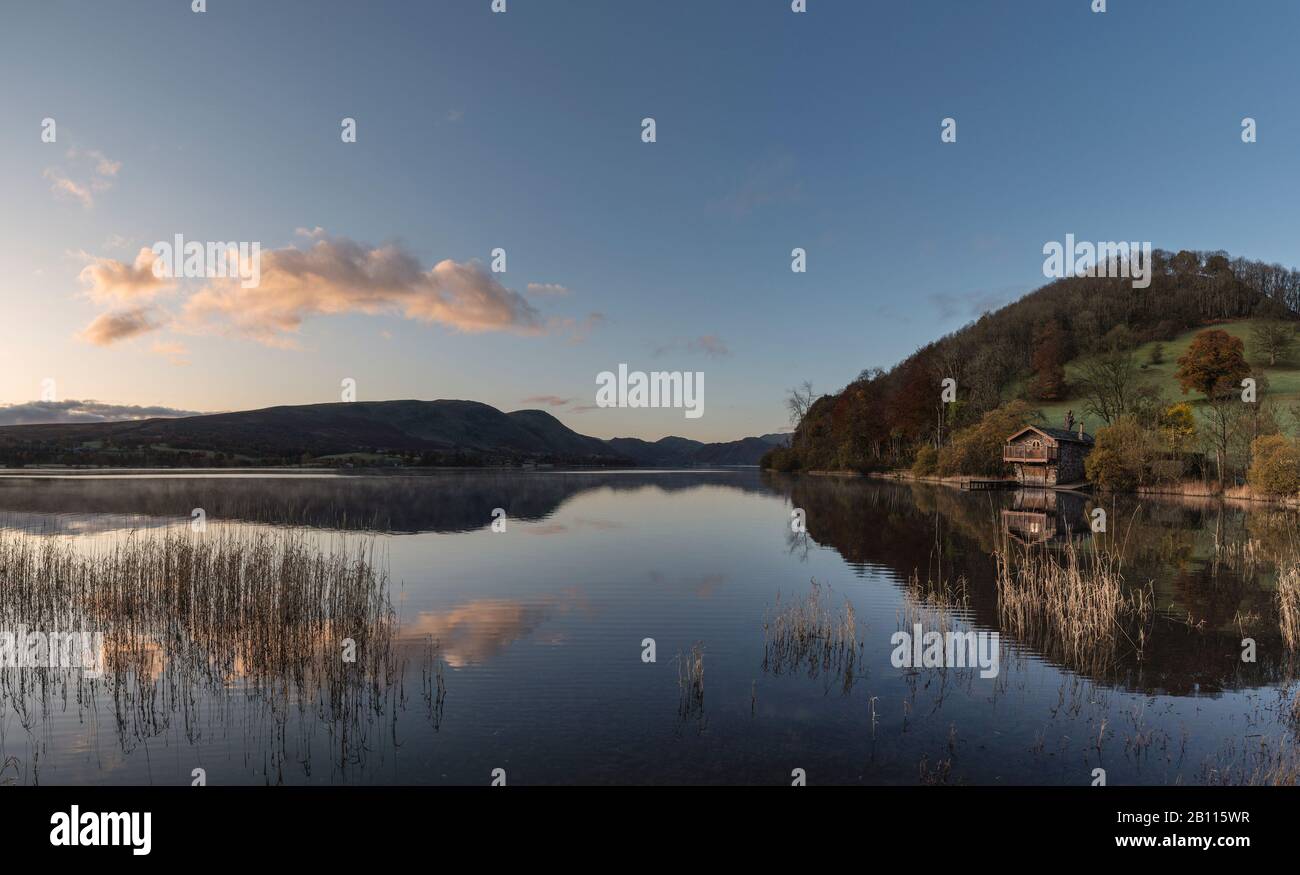 Stunning sunrise Autumn Fall landscape image of Ullswater in Lake ...