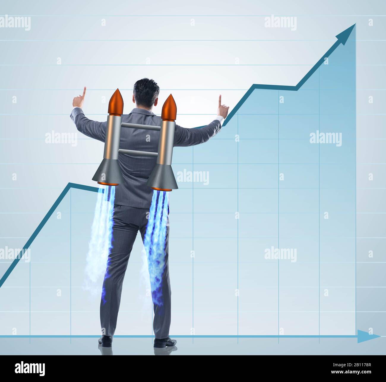 The man with jet pack in business concept Stock Photo - Alamy