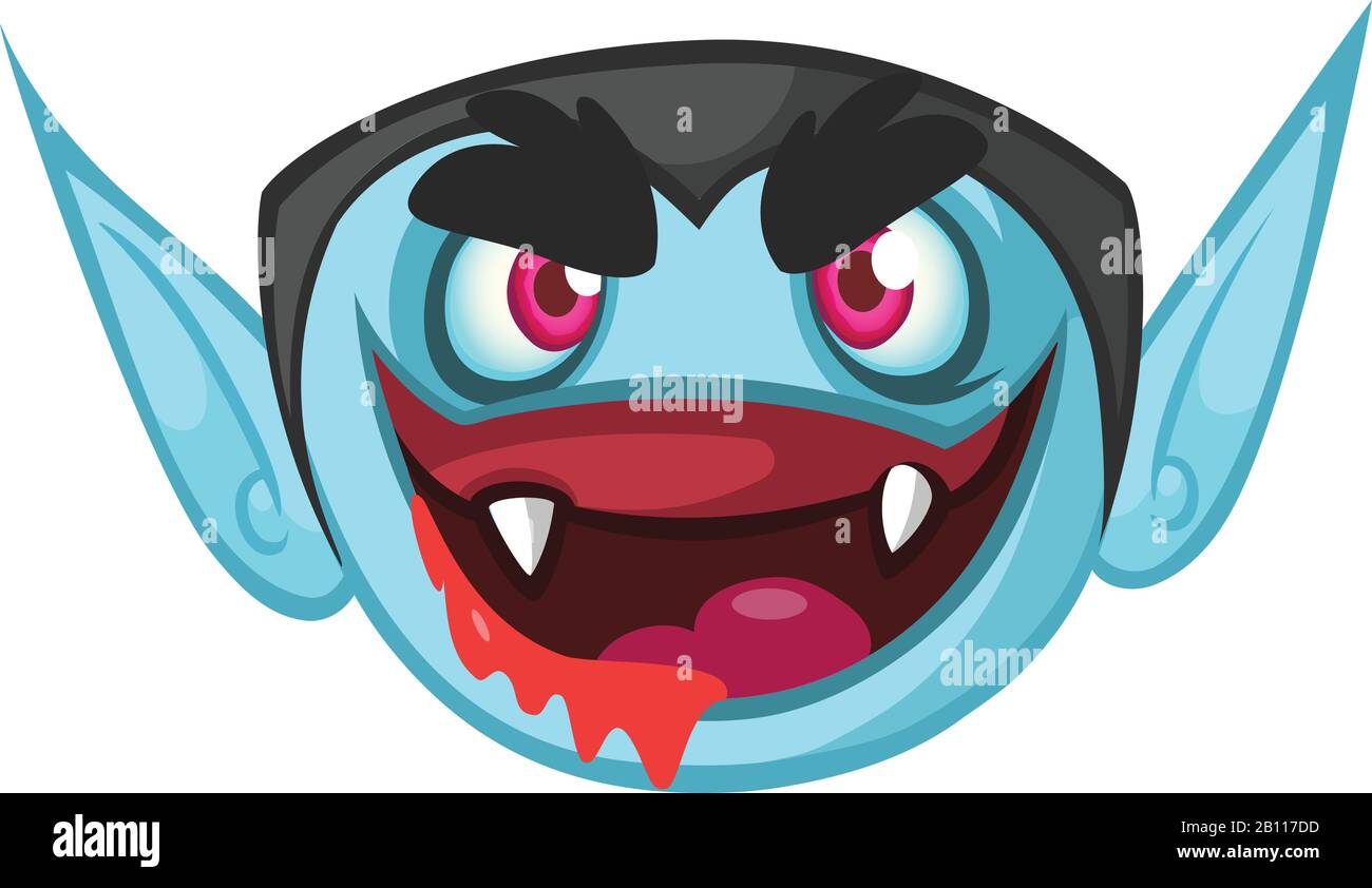 Dracula Face Colored Vector Icon. Halloween vampire head smiling Stock ...