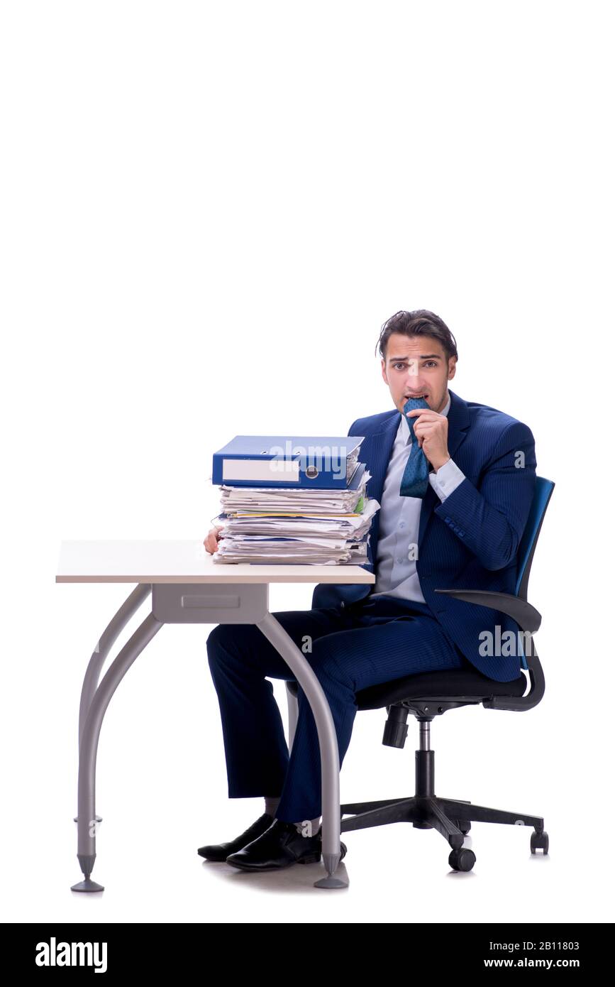 The employee working isolated on white background Stock Photo - Alamy