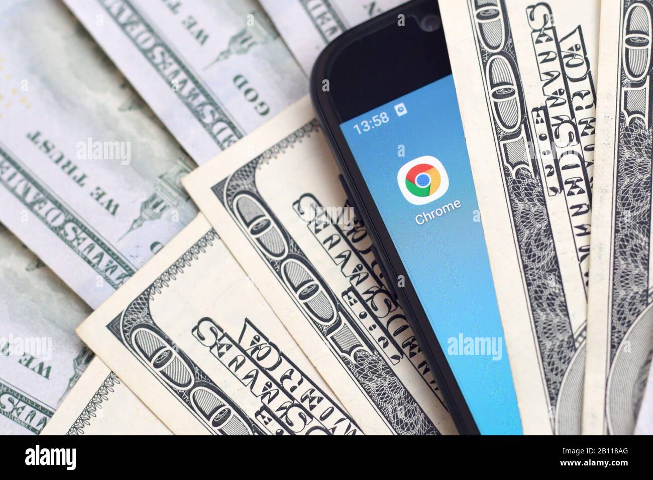 KHARKOV, UKRAINE - FEBRUARY 6, 2020: Smartphone screen with Google ...