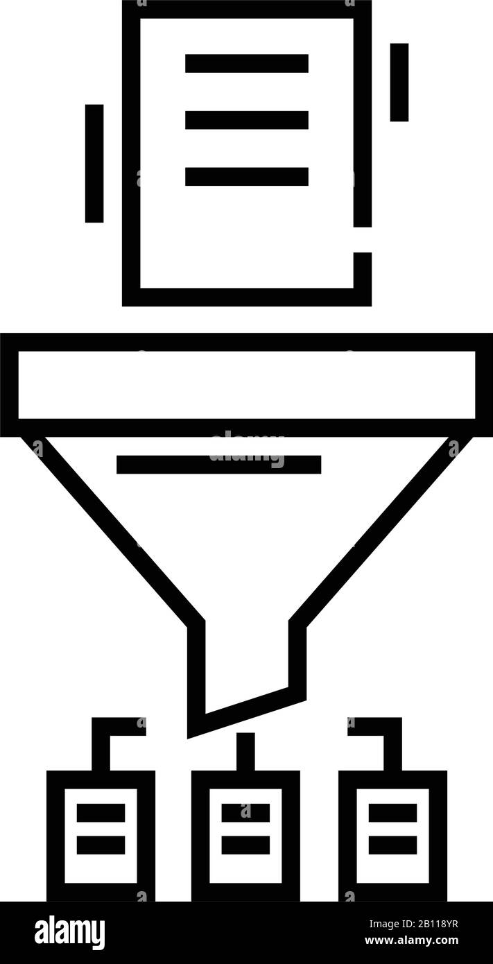 Business filter line icon, concept sign, outline vector illustration ...
