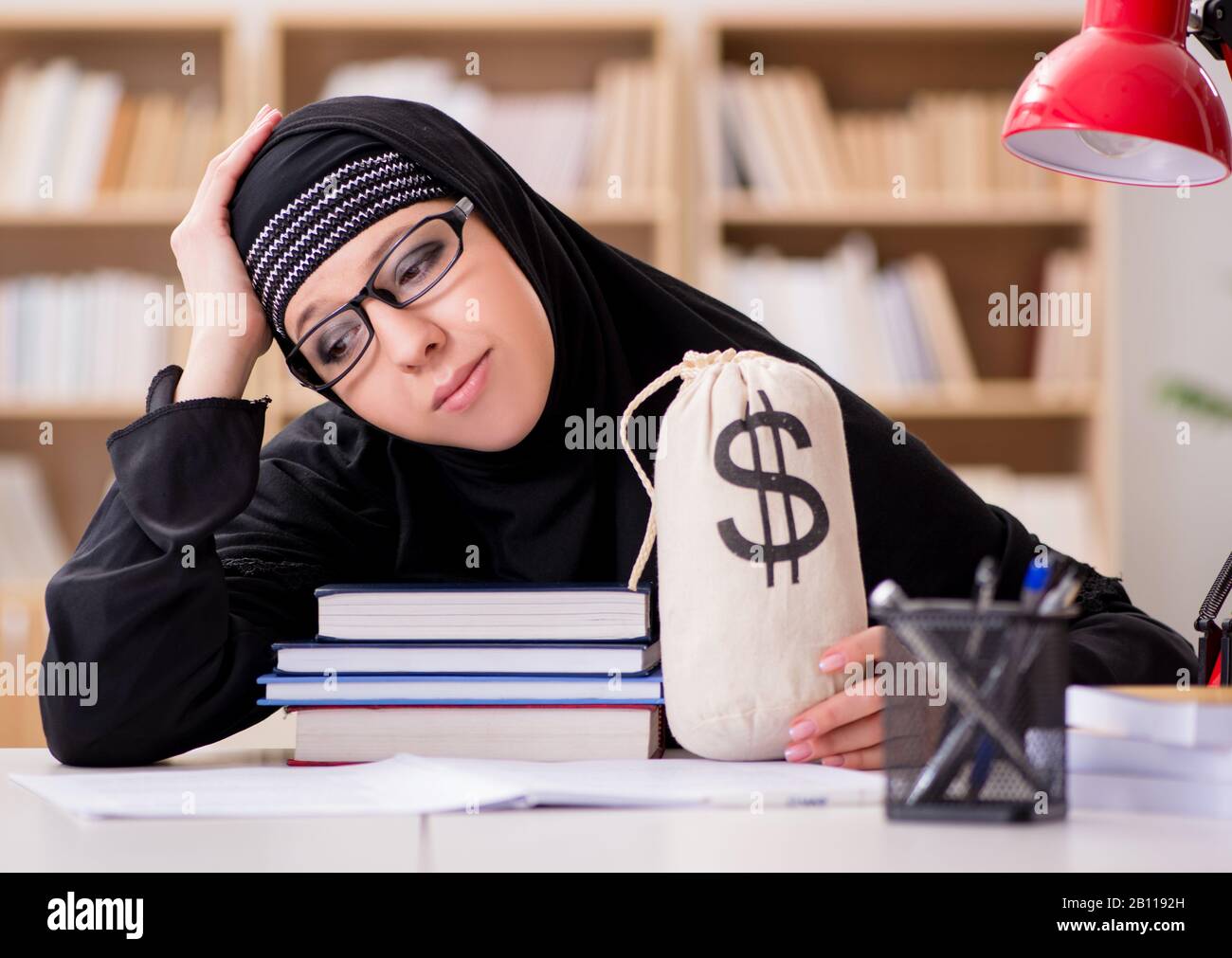The muslim girl in hijab studying preparing for exams Stock Photo - Alamy