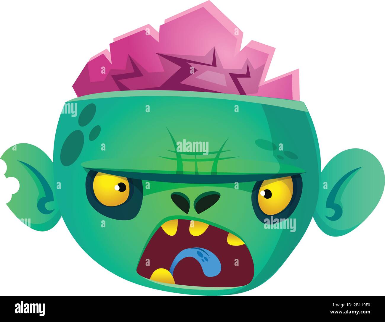 Cartoon zombie head. Halloween vector illustration Stock Vector Image ...