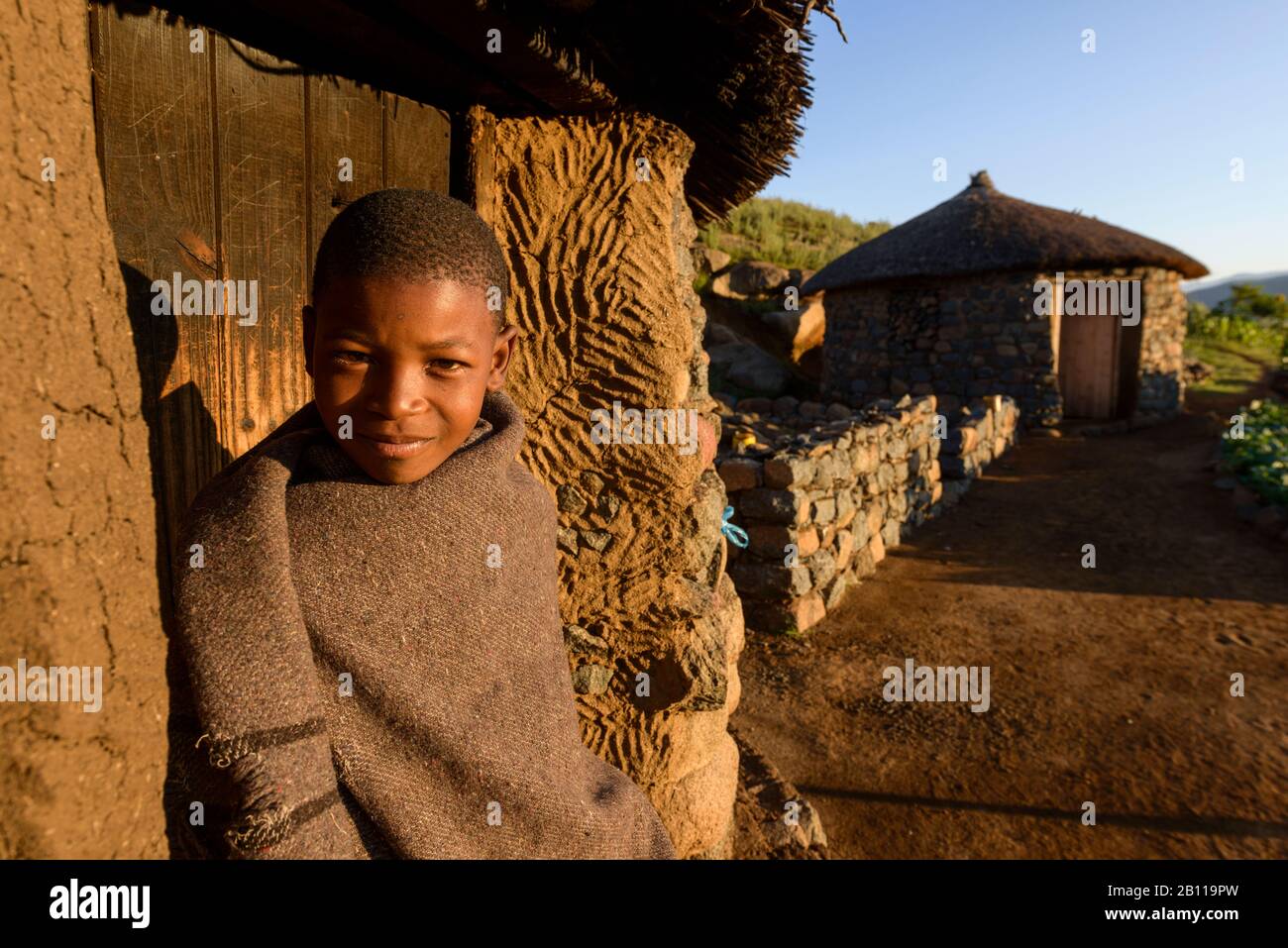 Basotho shepherd in traditional dwelling, Lesotho, Africa Stock Photo ...