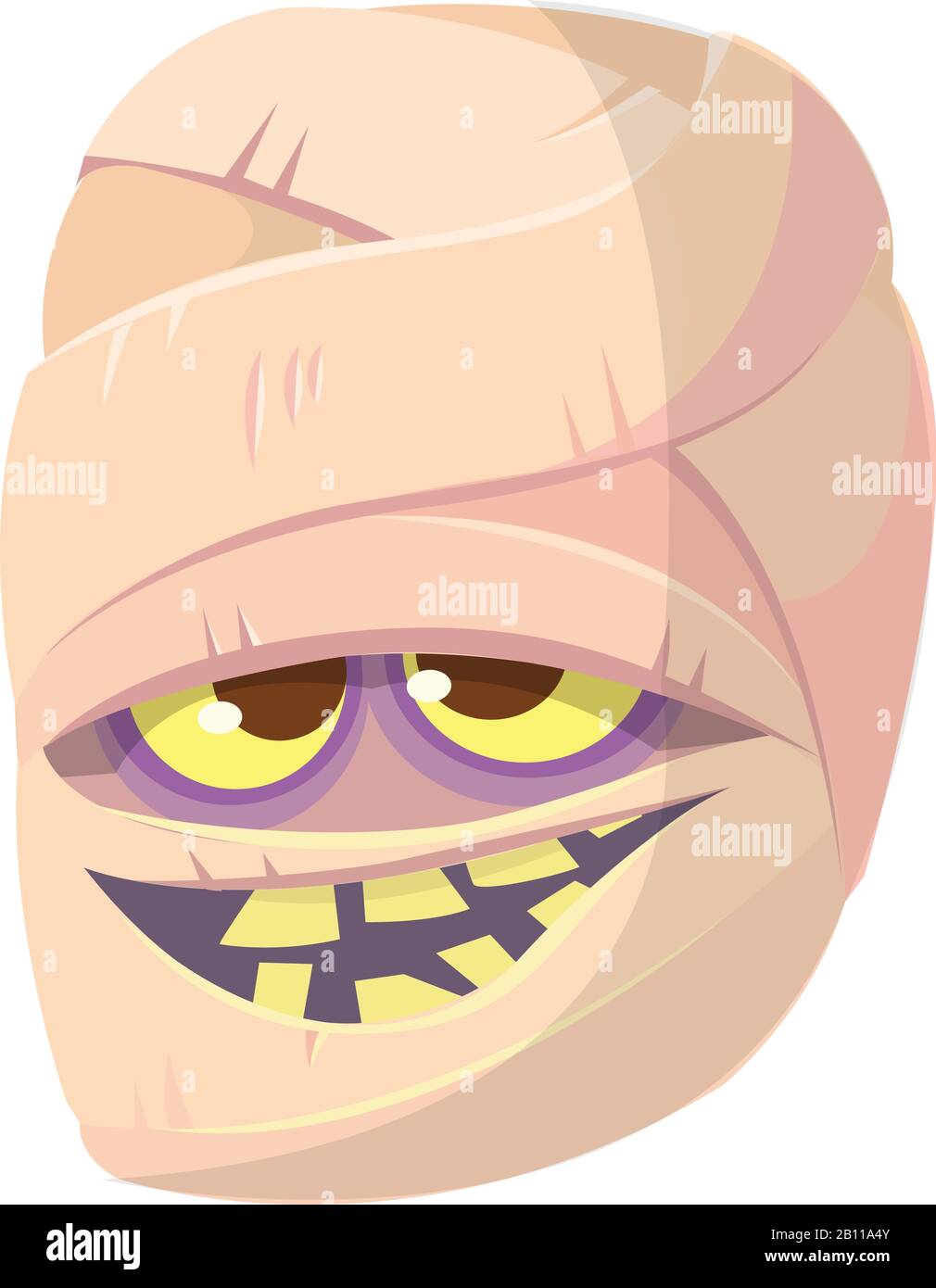 Cartoon smiling mummy face icon. Vector clip art illustration of mummy ...