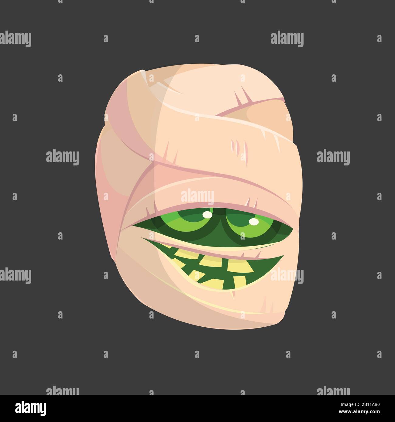 Cartoon smiling mummy face icon. Vector clip art illustration of mummy ...