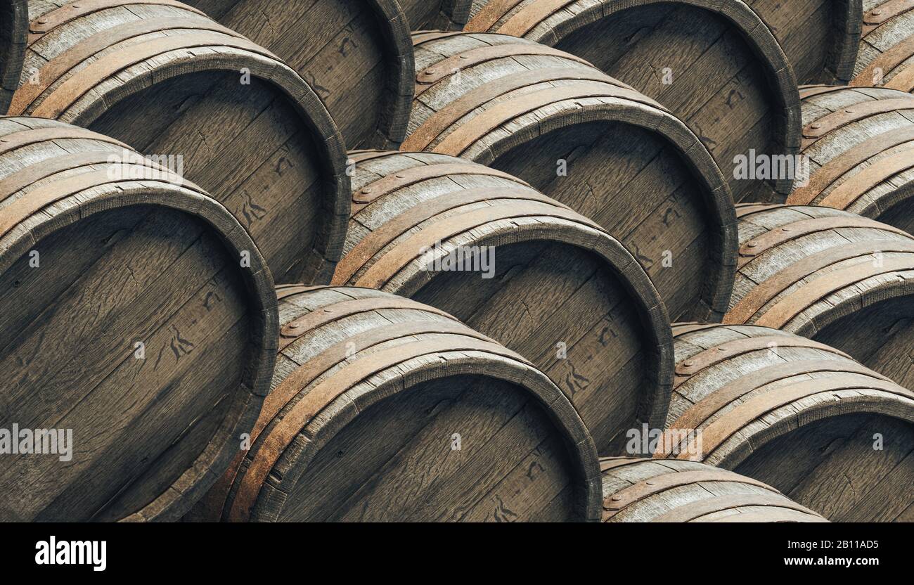 Beautiful wooden barrels pattern background for design Stock Photo - Alamy
