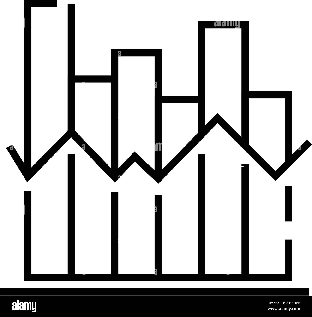 Business chart line icon, concept sign, outline vector illustration ...