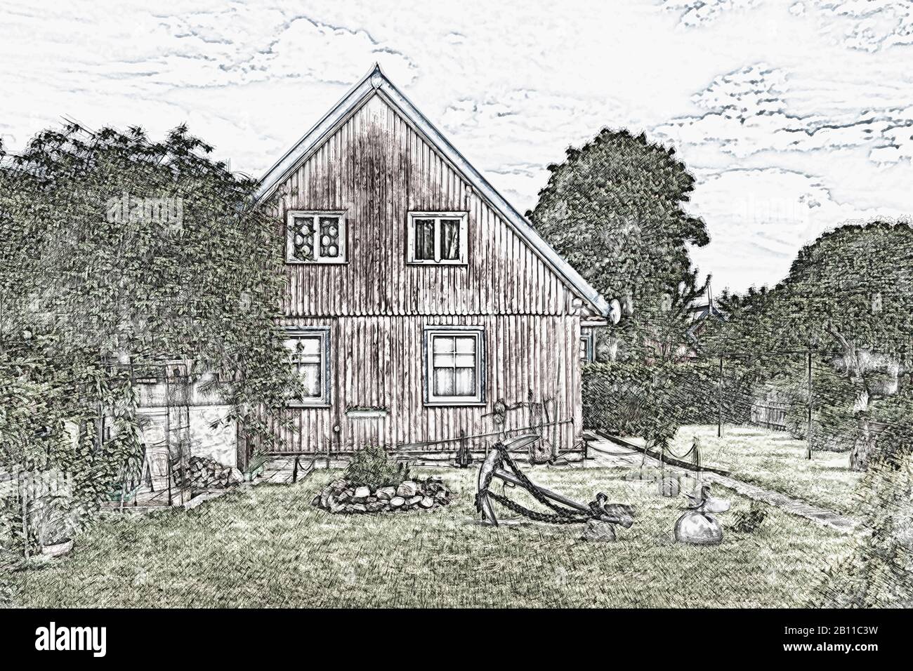 Typical House in Nida (Nidden), Neringa, Curonian spit, Lithuania ...