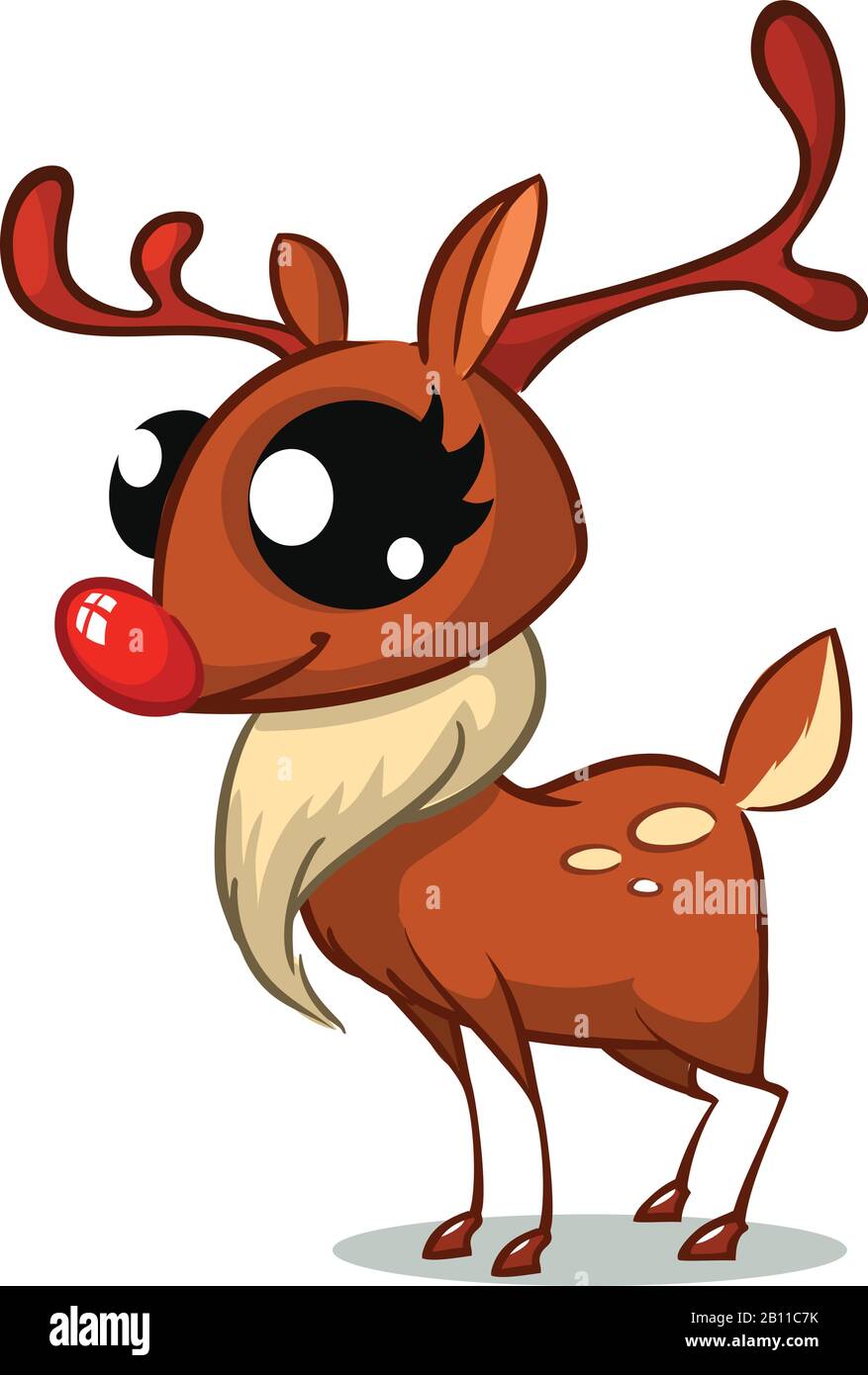 Happy cartoon Christmas red nose reindeer rudolph. Vector illustration ...