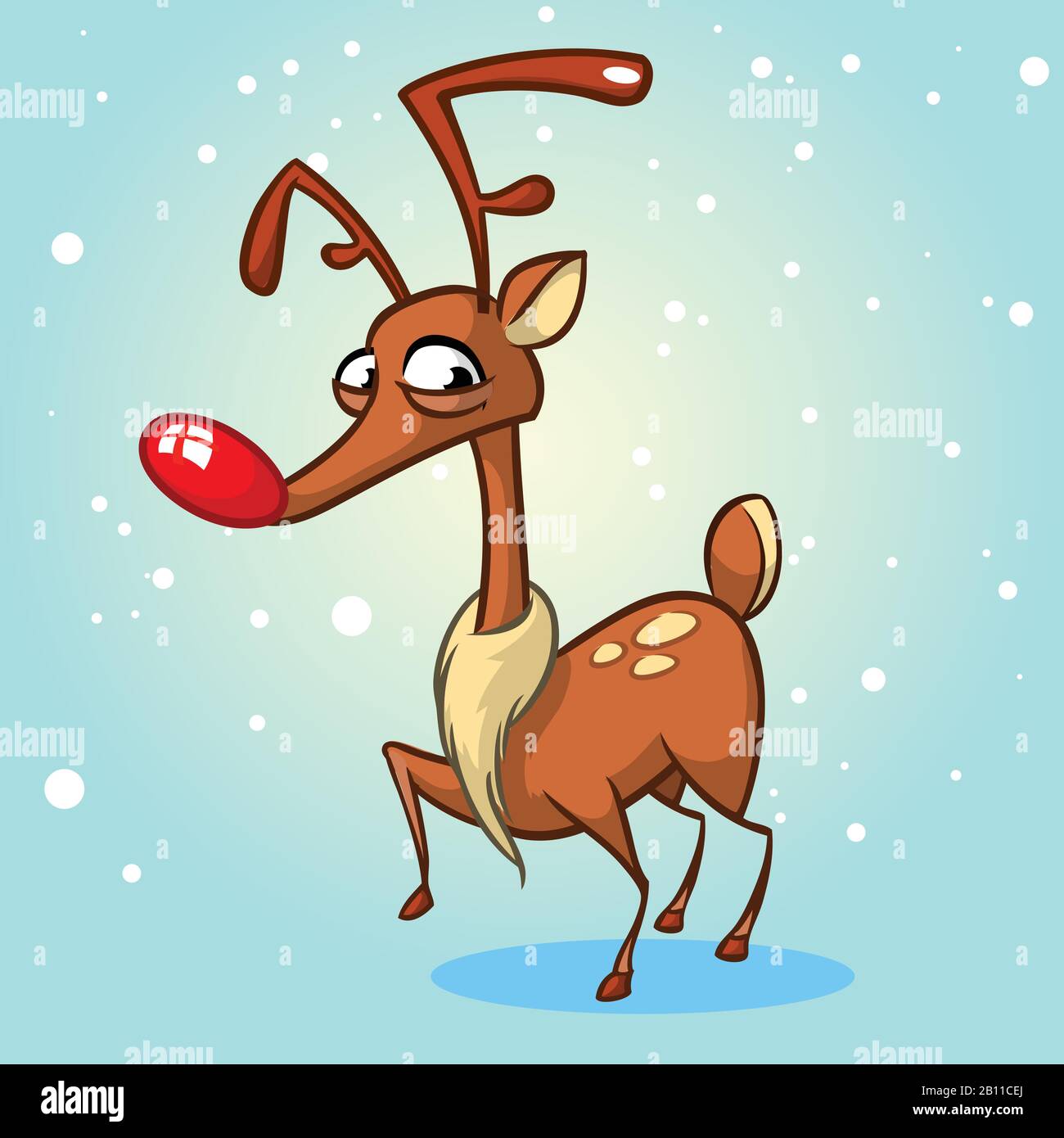 Happy cartoon Christmas red nose reindeer rudolph. Vector illustration ...