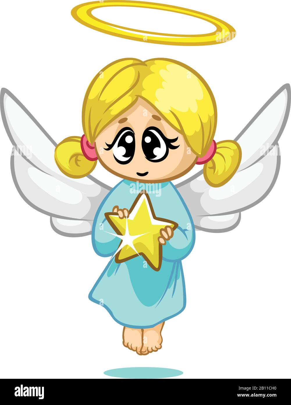 Cartoon cute Christmas flying angel. Vector illustration Stock Vector ...