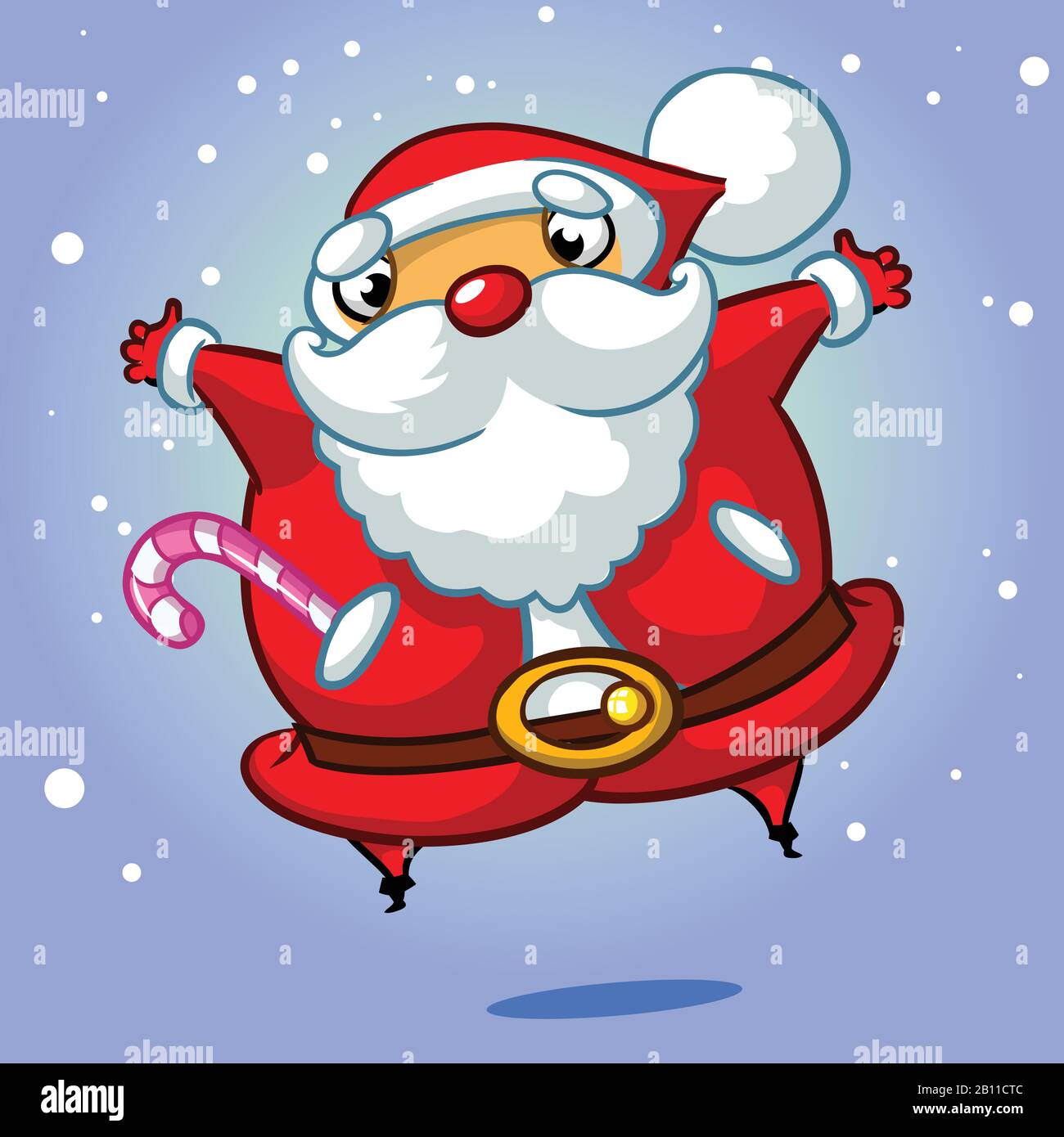 Christmas cartoon of Santa Claus jumping. Vector illustration isolated ...
