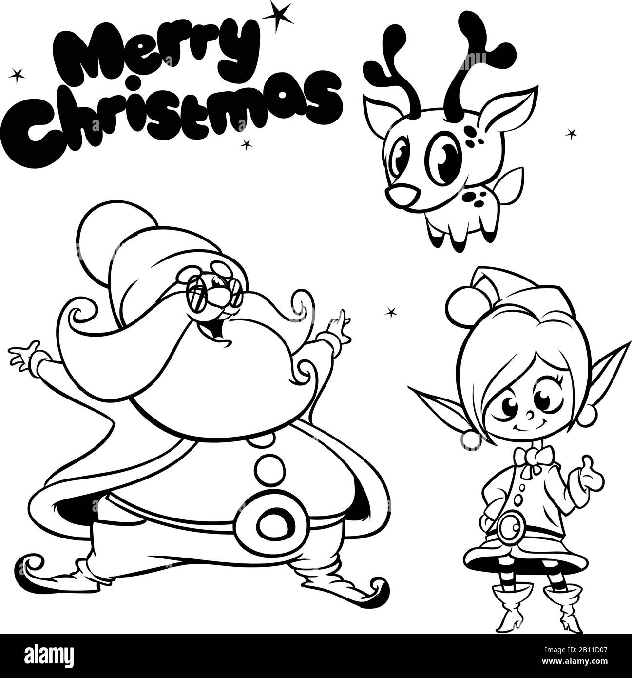 Santa reindeer clipart Black and White Stock Photos & Images - Alamy