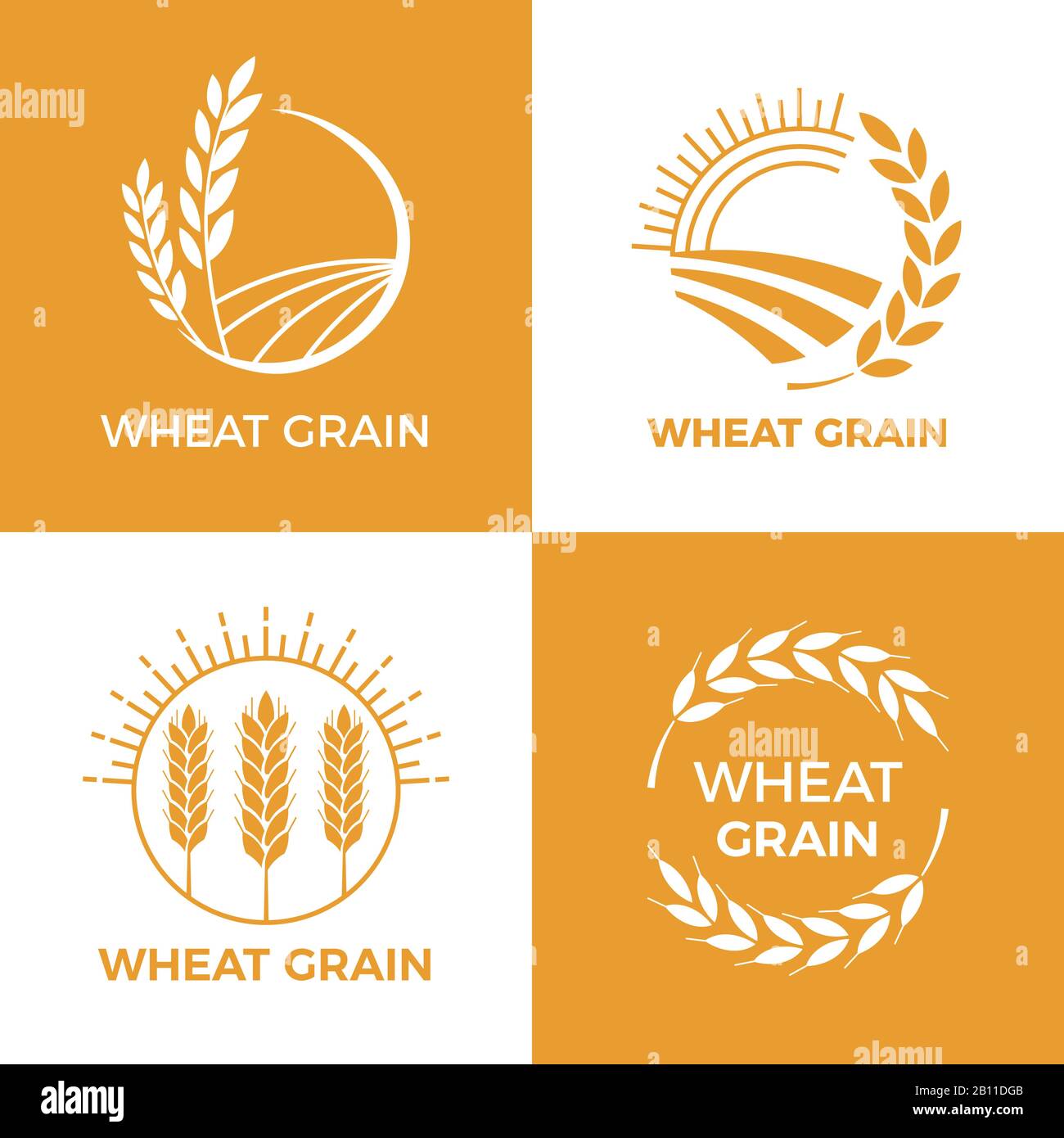 Baked wheat logo. Field wheats grain label, bake elements. Food baking ...