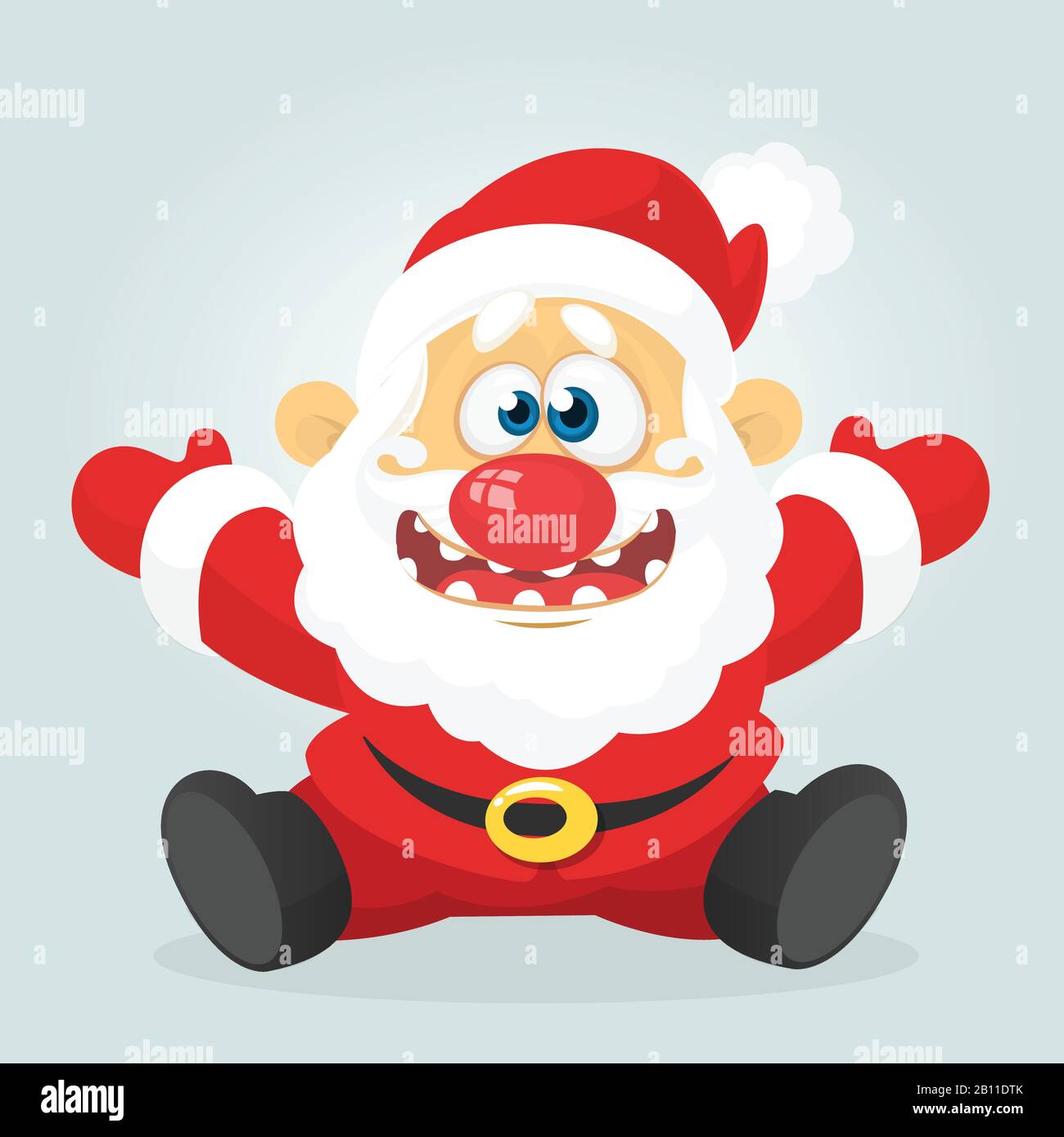 Funny santa. Christmas greeting card background poster. Vector ...