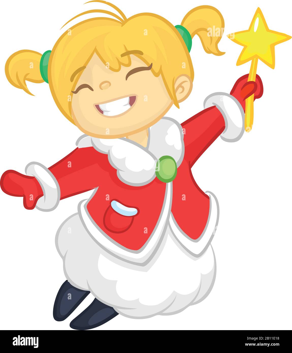 Cartoon cute Christmas flying angel. Vector illustration Stock Vector ...