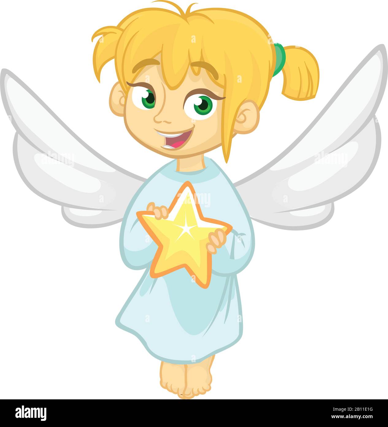 Cartoon cute Christmas flying angel. Vector illustration Stock Vector ...