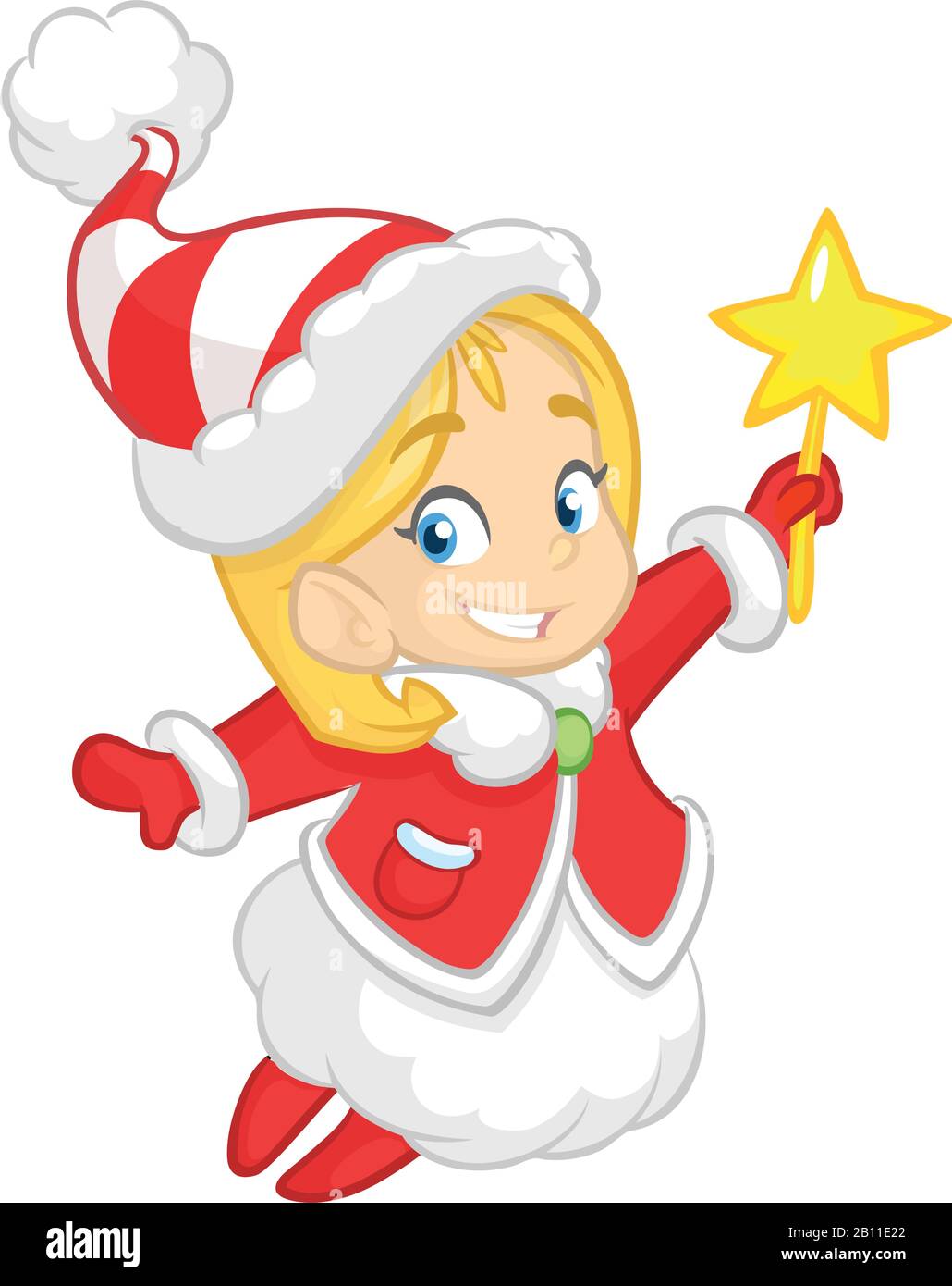 Cartoon cute Christmas flying angel. Vector illustration Stock Vector ...