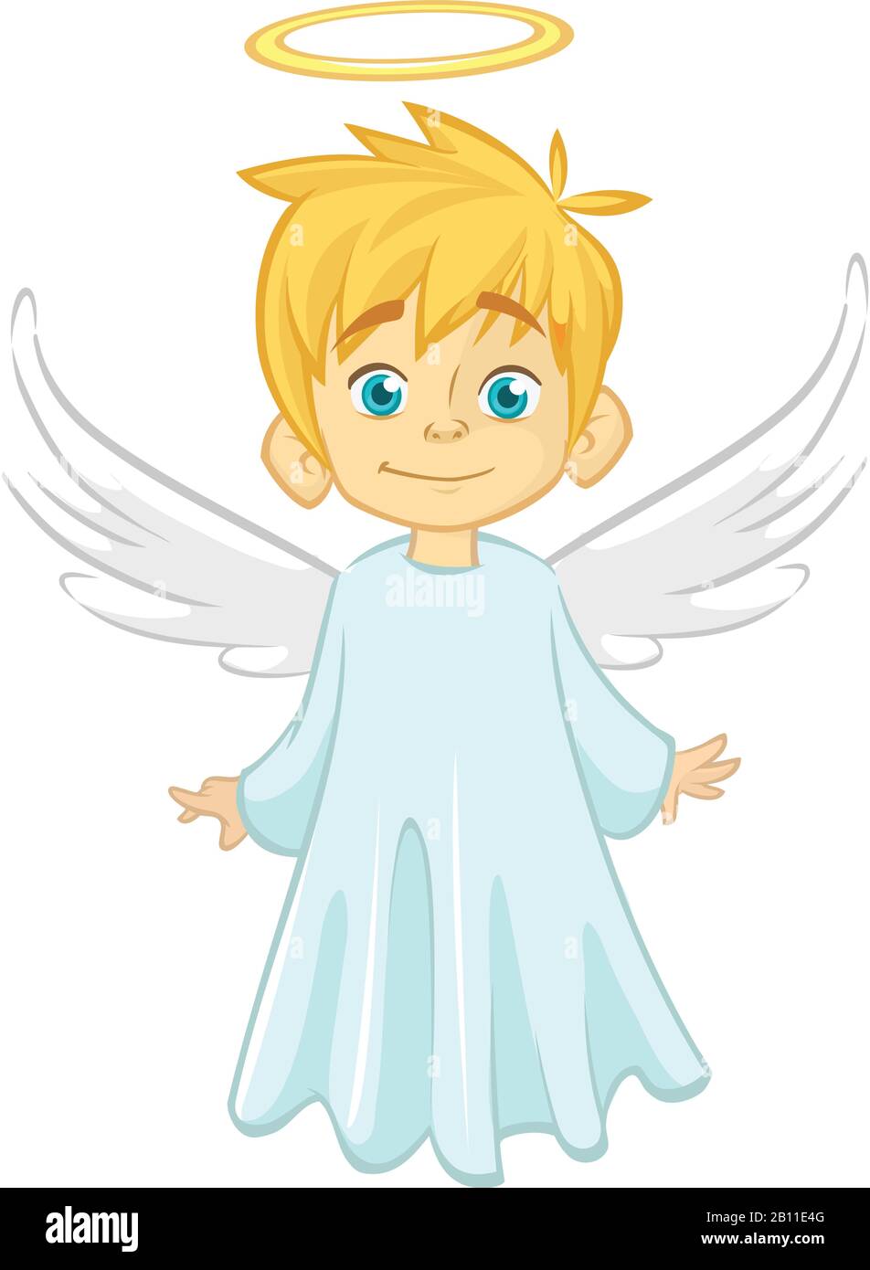 Cartoon cute Christmas flying angel. Vector illustration Stock Vector ...