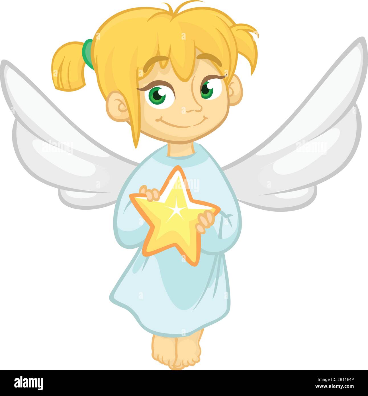 Cartoon cute Christmas flying angel. Vector illustration Stock Vector ...