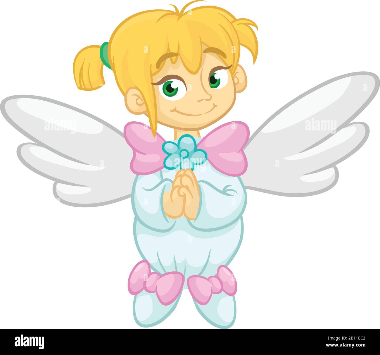 Cartoon cute Christmas flying angel. Vector illustration Stock Vector ...