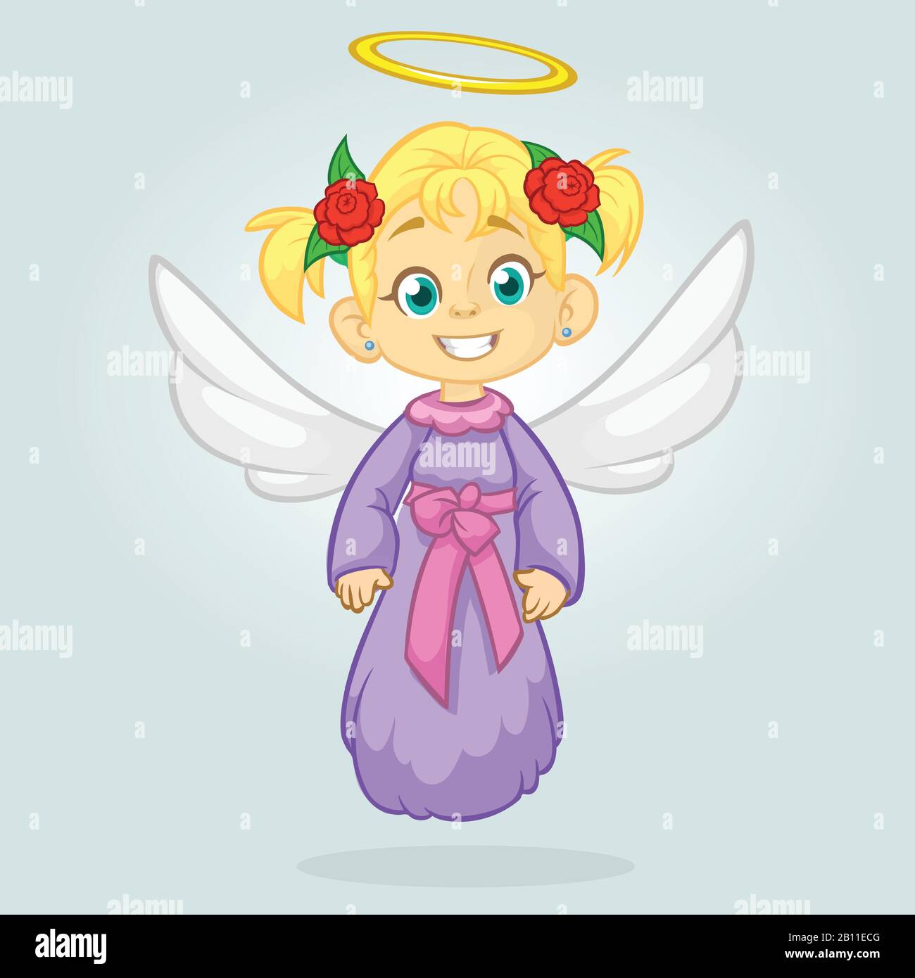 Cartoon cute Christmas flying angel. Vector illustration Stock Vector ...