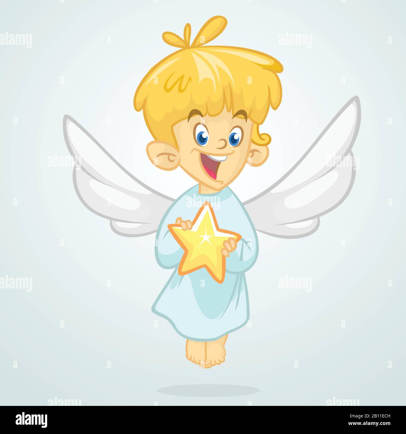 Cartoon cute Christmas flying angel. Vector illustration Stock Vector ...