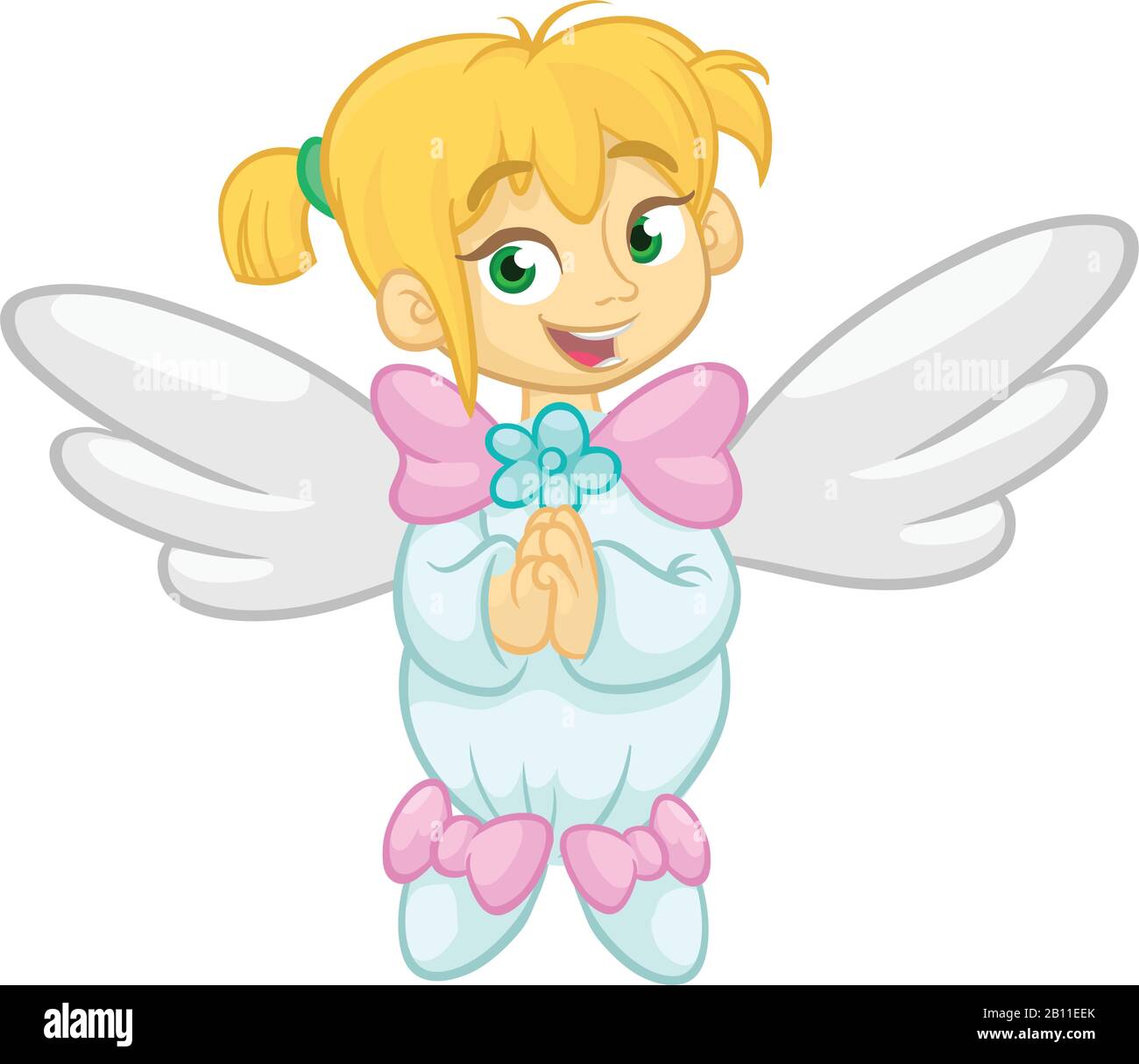 Cartoon cute Christmas flying angel. Vector illustration Stock Vector ...