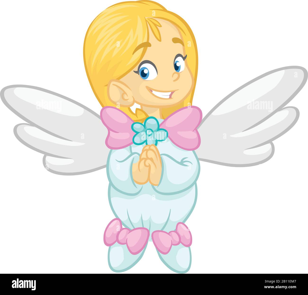 Cartoon cute Christmas flying angel. Vector illustration Stock Vector ...