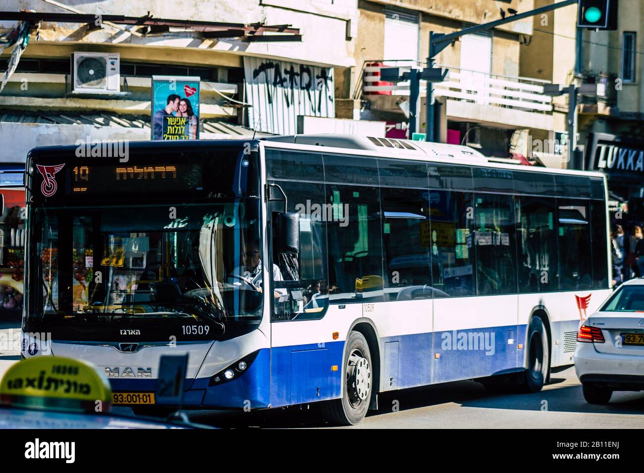 Tel Aviv Israel February 21, 2020 View of a traditional Israeli public ...