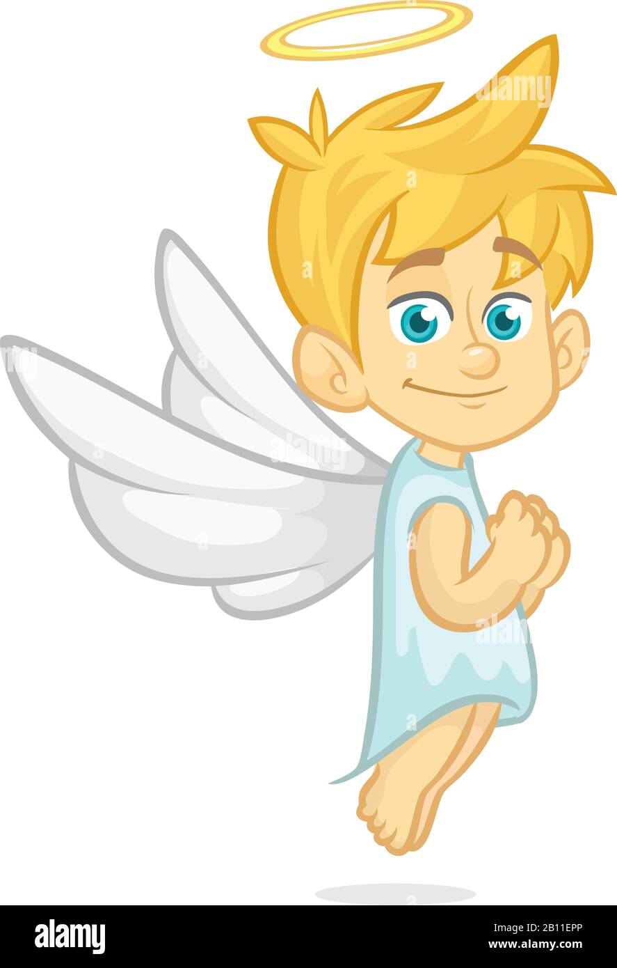 Cartoon cute Christmas flying angel. Vector illustration Stock Vector ...