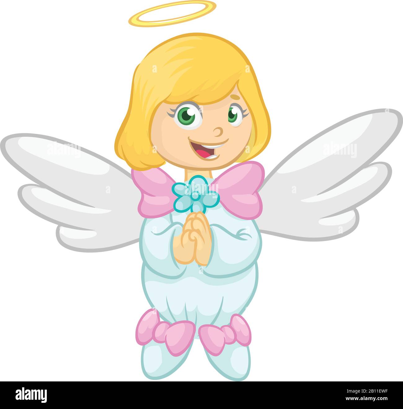 Cartoon cute Christmas flying angel. Vector illustration Stock Vector ...